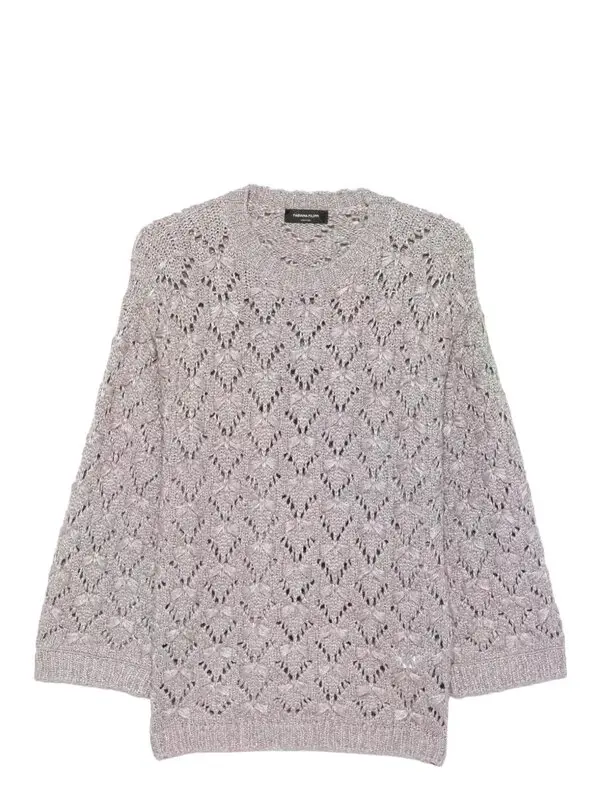 Fabiana Filippi Open-knit Pointelle-trim Sweater - Grey