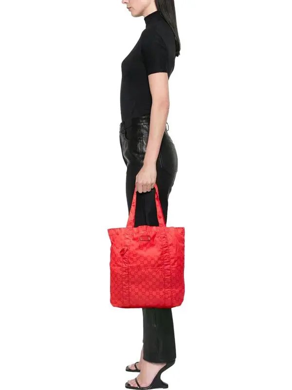 Gucci Gg Nylon Teddy Bear Folding Tote Bag - Red