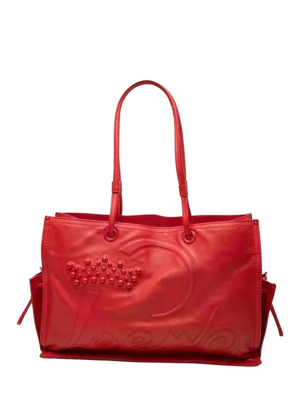 Loewe Studded Leather Crown Tote Bag - Red
