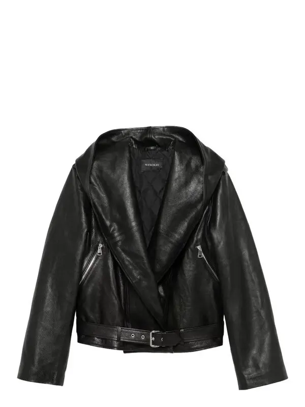 MANOKHI Irina Belted Hooded Jacket - Black