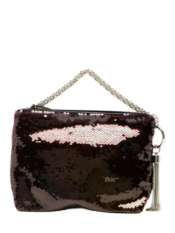JIMMY CHOO Callie Sequin Embellished Clutch Bag - Red