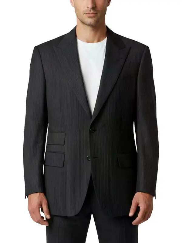 TOM FORD Striped Single-breasted Blazer - Blue