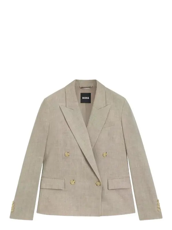 BOSS Double-breasted Wool Blazer With Peak Lapels - Neutrals