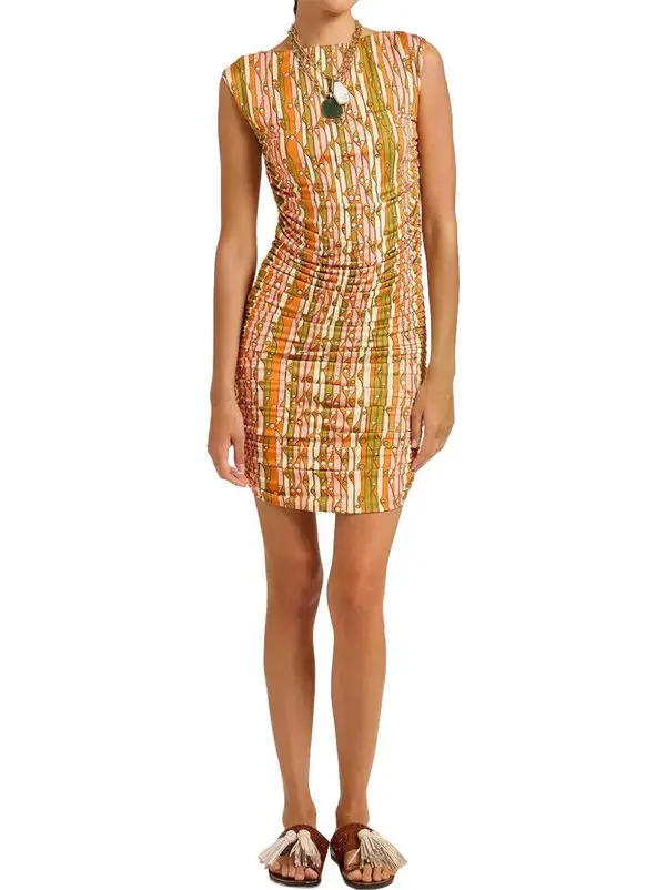La DoubleJ Smarties Print Fluid Jersey Bandage Mini Dress - Orange