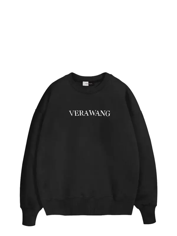 Vera Wang Logo Print Cotton Sweatshirt - Black