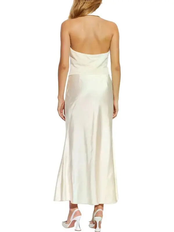 SELF-PORTRAIT Halterneck Satin Midi Dress - Neutrals