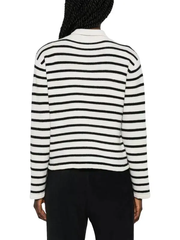 FORTE_FORTE Striped Button-up Cardigan With Shawl Collar - Neutrals