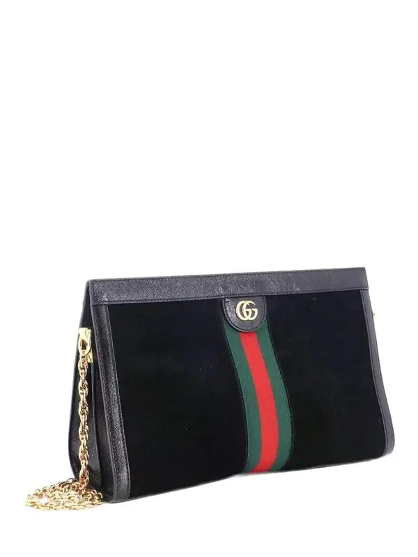Gucci Ophidia Chain Shoulder Bag Suede Medium Crossbody Bag - Black
