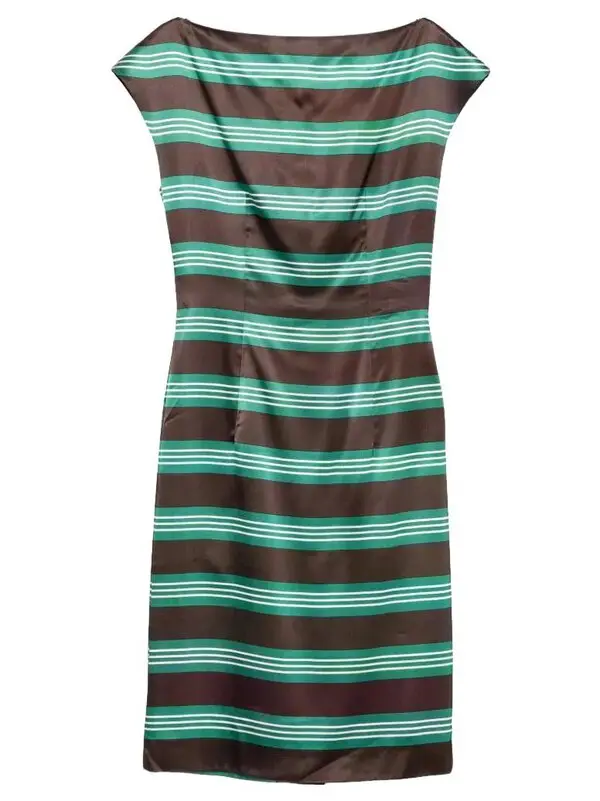 Prada Horizontal Stripe Sleeveless Mini Dress - Brown