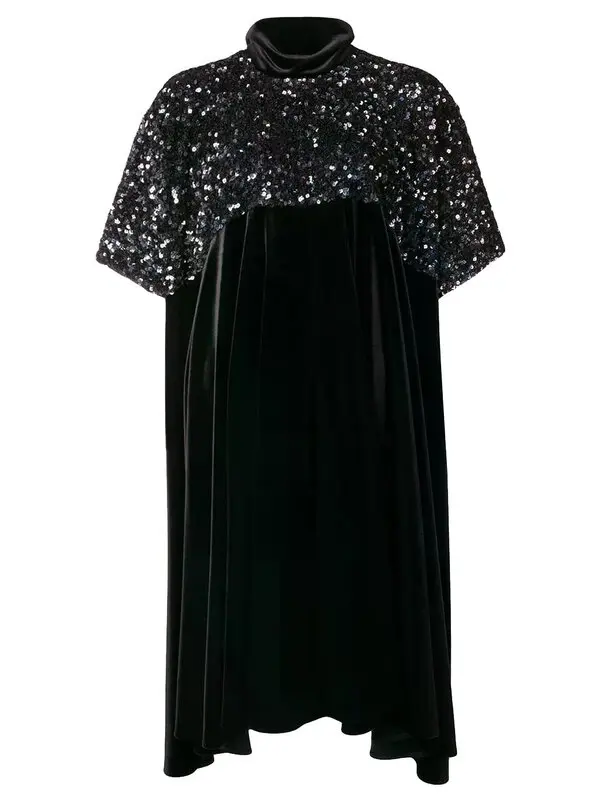 Talbot Runhof Asymmetrical Hem Sequin Embellished Dress - Black