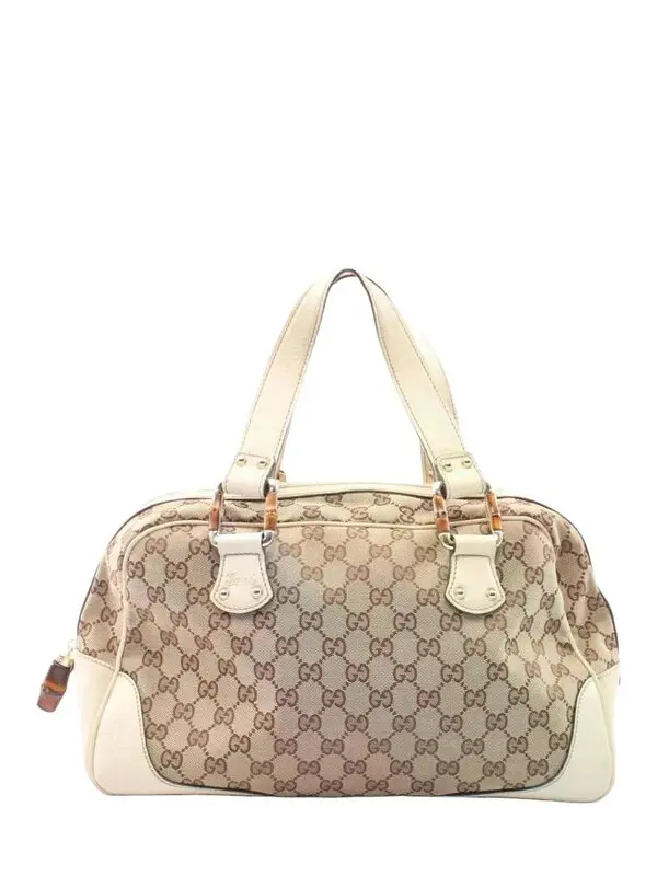 Gucci 2000s Mini Bamboo Gg Canvas Tote Bag - Neutrals