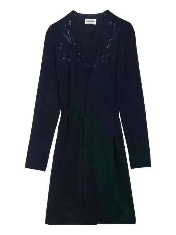 Zadig&Voltaire Daffy Rhinestone-embellished Belted Cardigan - Blue