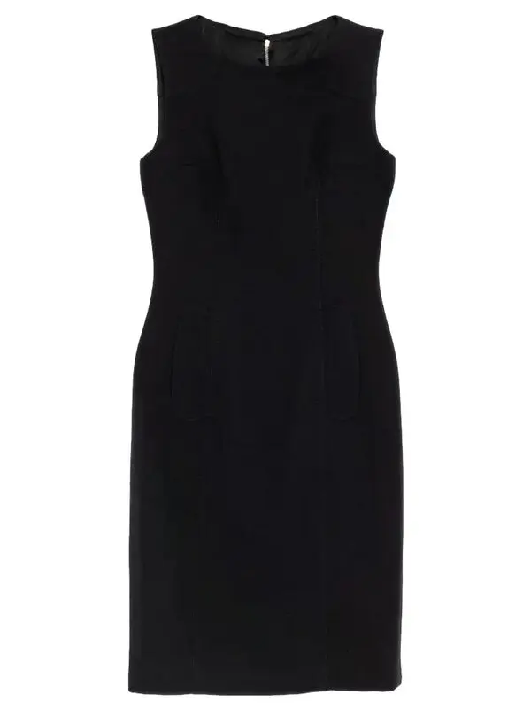 Dolce & Gabbana Sleeveless Fitted Sheath Dress With Decorative Pockets - Black