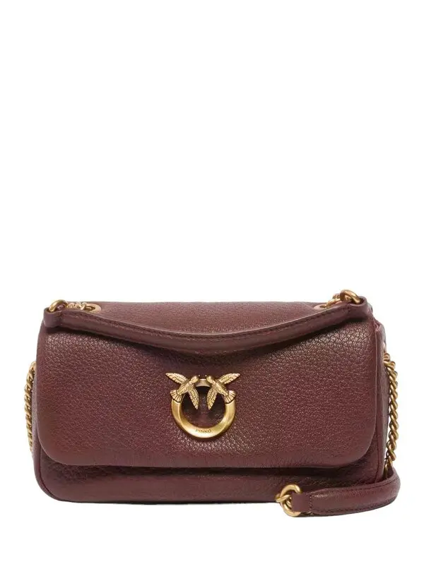 Pinko Love Birds Leather Shoulder Bag - Brown