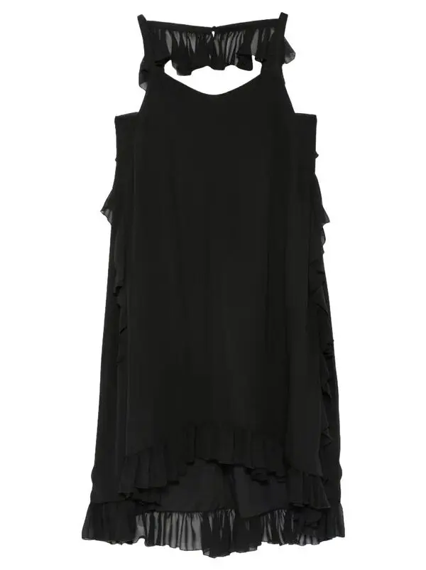 JIJIL Ruffled Cold-shoulder Mini Dress - Black