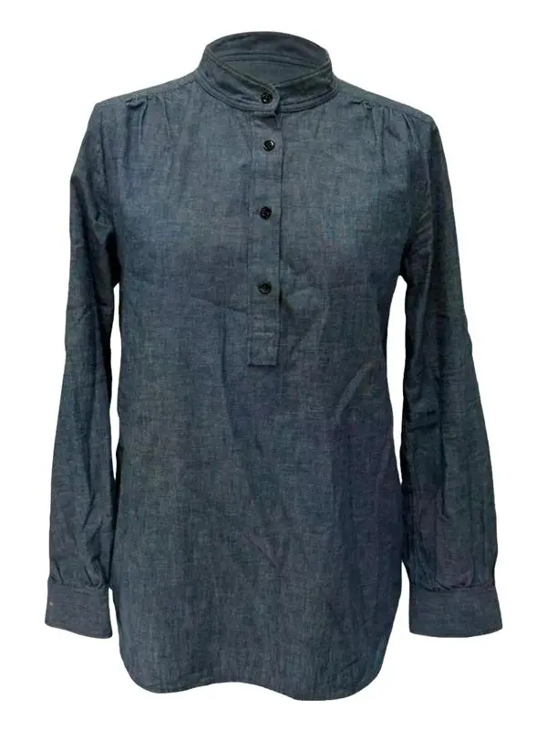 A.p.c. Officer Collar Gathered Blouse - Blue