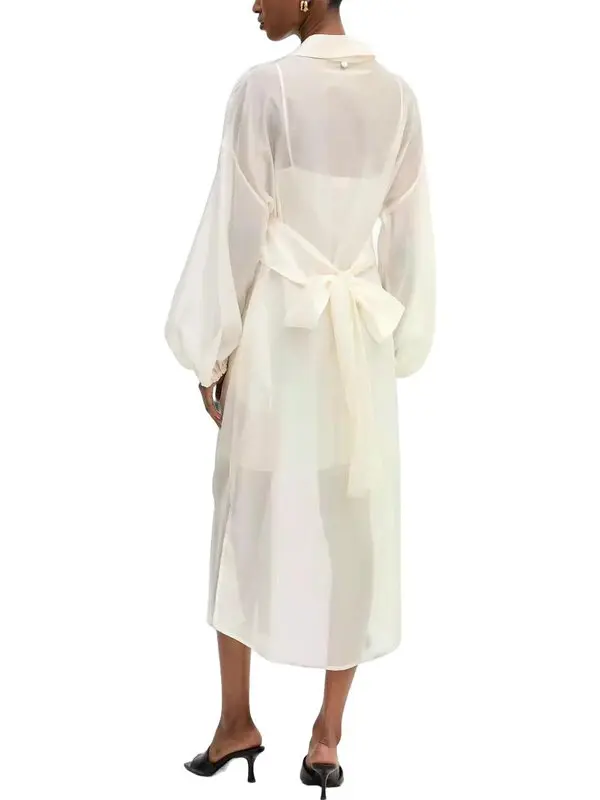 Liu Jo Sheer Finish Balloon Sleeve Midi Dress - Neutrals