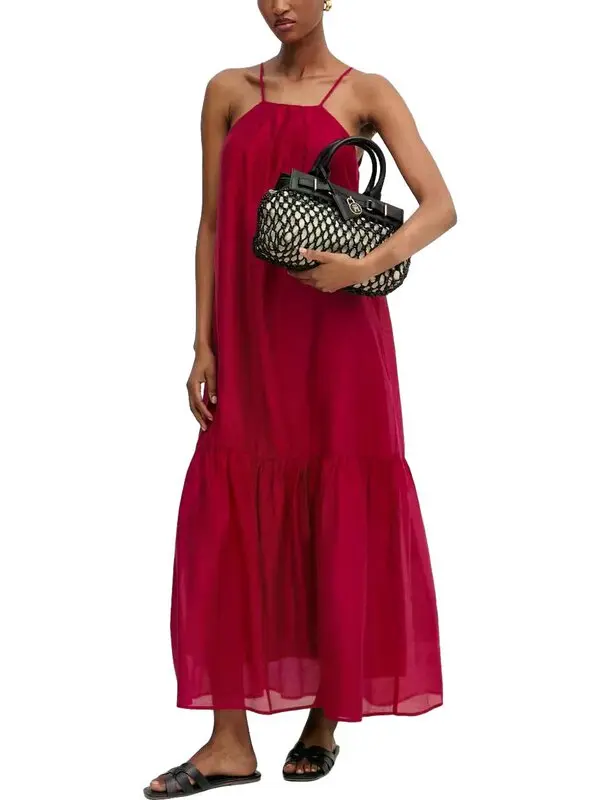 Liu Jo Pleated Ruffled Maxi Dress - Red