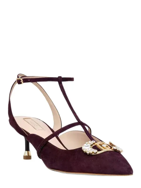 Liu Jo Crystal-embellished Suede Pumps - Purple
