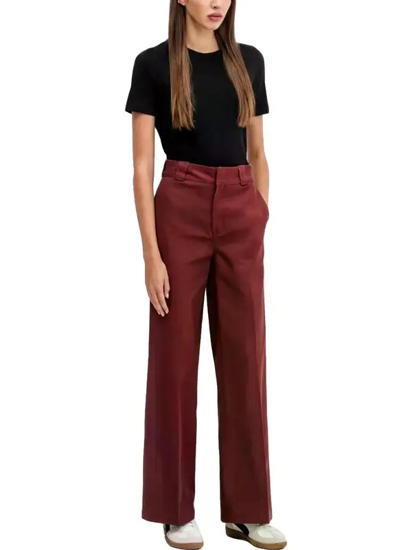 Dickies Logo Patch High Waist Trousers - Red