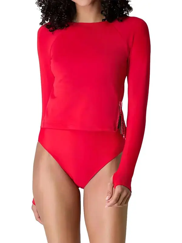 WATSKIN Sasha Side-zip Long-sleeve T-shirt - Red