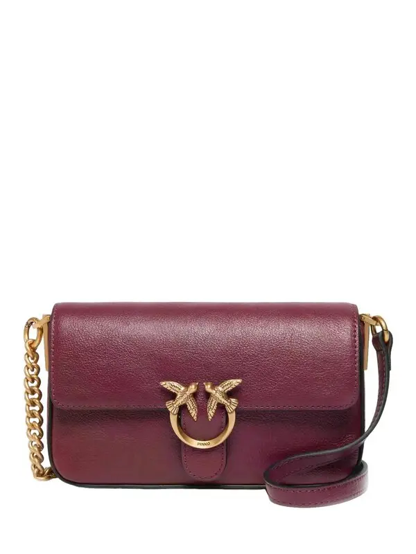 Pinko Love Birds Leather Shoulder Bag - Red