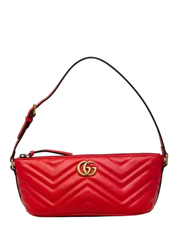 Gucci Gg Marmont Matelassé Calfskin Shoulder Bag - Red