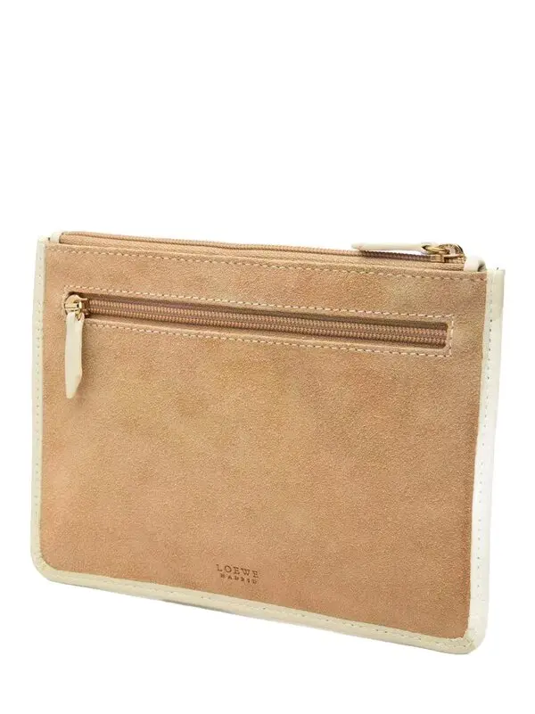 Loewe 2011 Suede Anagram Flat Pouch - Neutrals