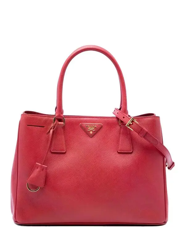 Prada 2010-2026 Medium Saffiano Lux Galleria Satchel - Red