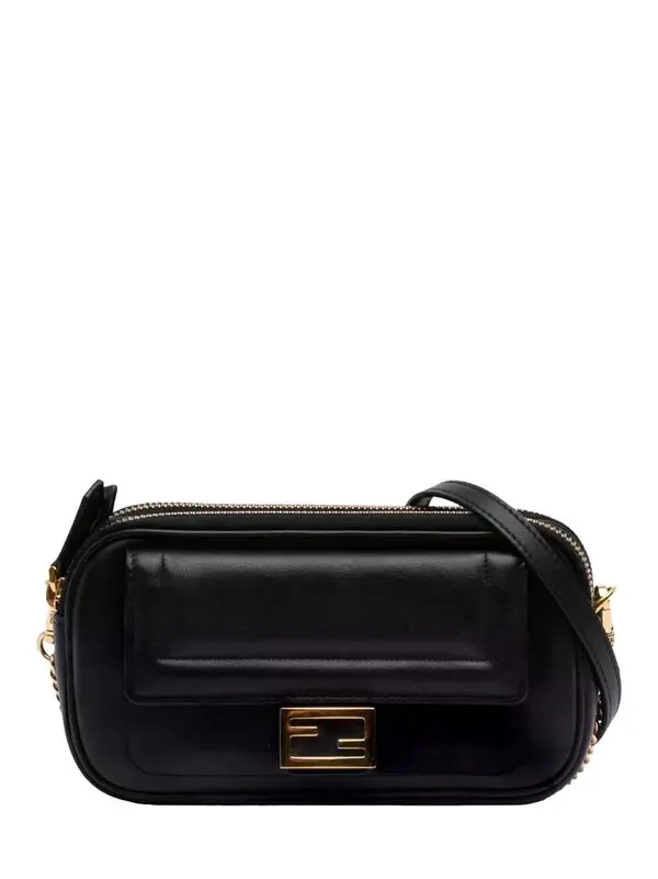 Fendi Leather Baguette Crossbody Bag - Black
