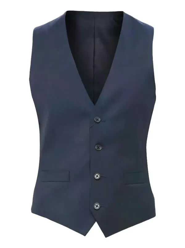 Corneliani Button-fastening Wool Waistcoat - Blue
