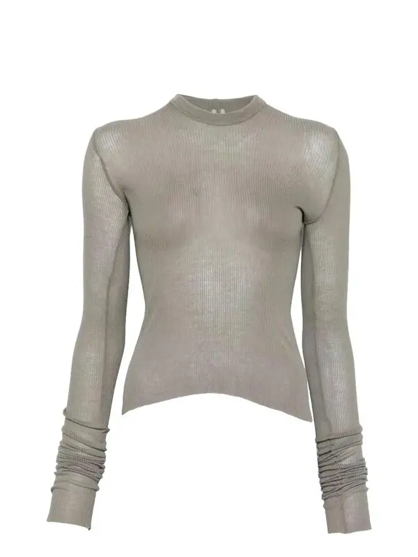 Rick Owens Cropped Ribbed-knit Hoodie - Grey