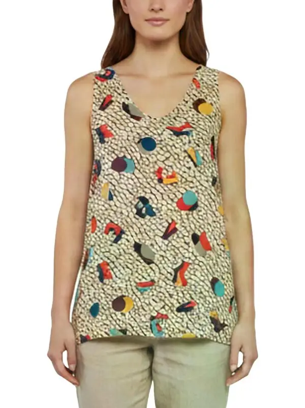 Chloé Abstract Print V-neck Sleeveless Tank Top - Neutrals