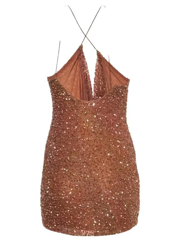 Retrofete Sequin Embellished Mini Dress - Brown