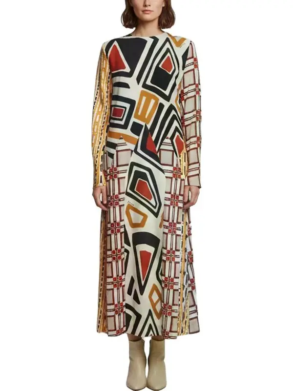 Dsquared2 Printed Long-sleeve Midi Dress - Neutrals