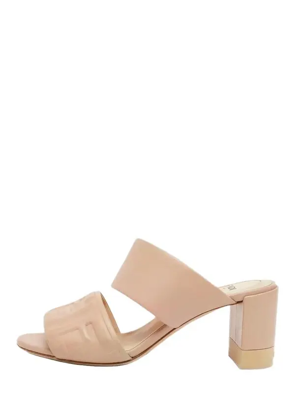 Fendi Ff Dual-strap Block-heel Sandals - Neutrals