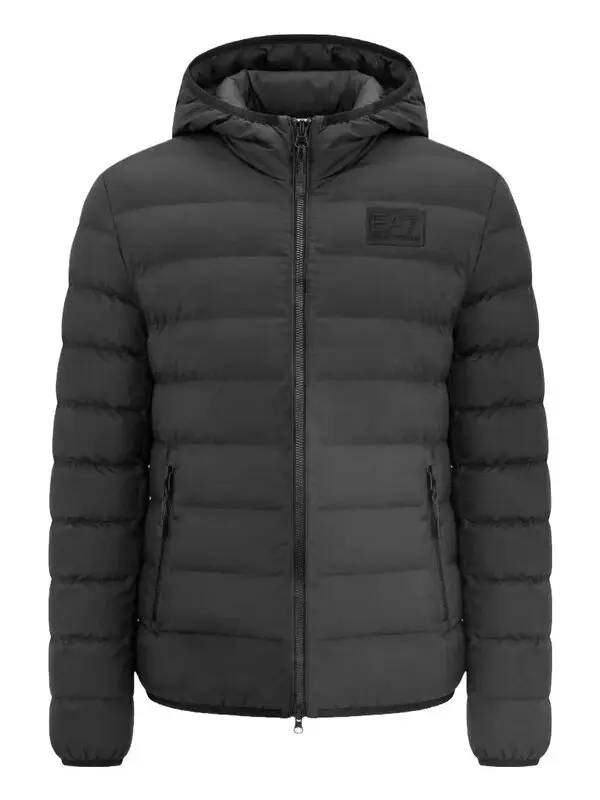 EA7 Quilted Hooded Jacket - Grey