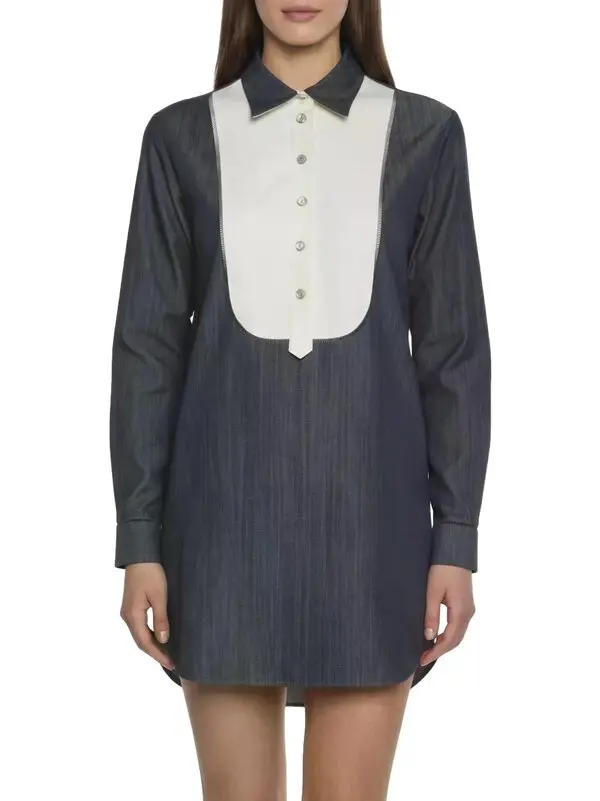 Gucci Bib Detail Chambray Shirt - Blue
