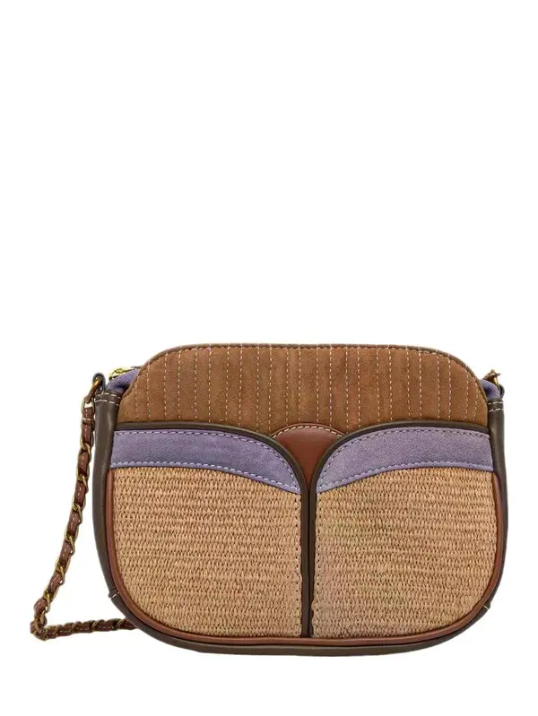 SESSUN Devine Woven-panel Leather Shoulder Bag - Brown