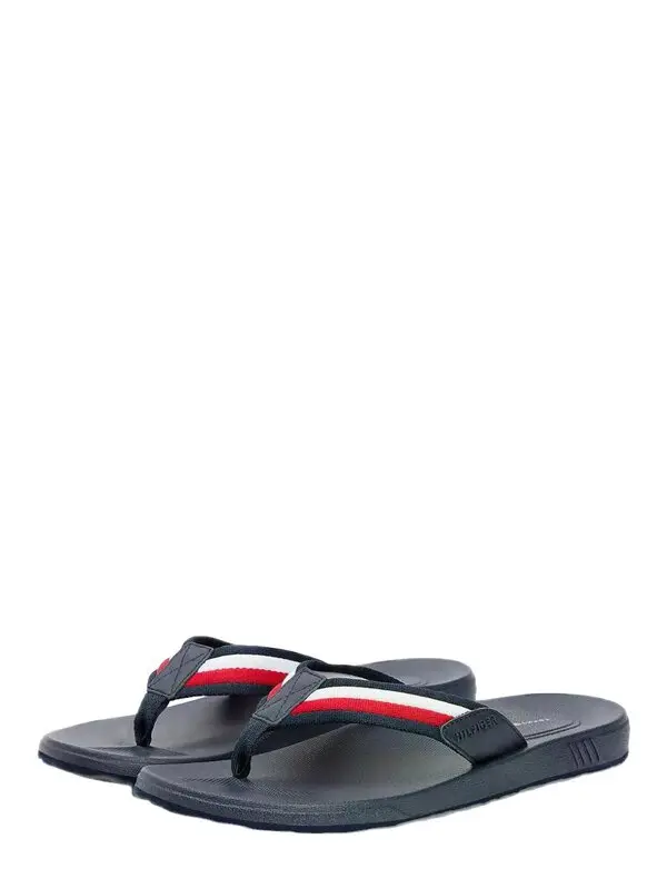 Tommy Hilfiger Striped Thong-strap Flip-flops - Blue