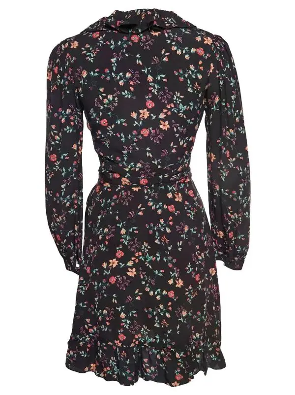 Maje Floral Print V-neck Mini Dress - Black