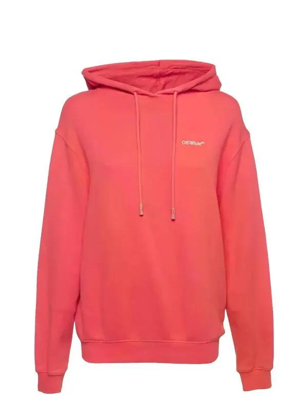 Off-White Cotton Hoodie With Logo Detail - Red
