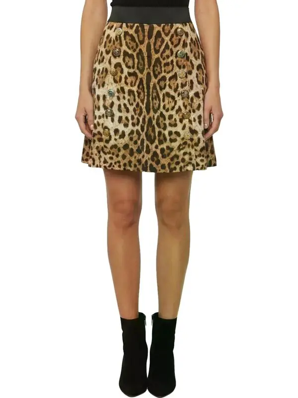 Dolce & Gabbana Leopard-print Jacquard Mini Skirt - Neutrals