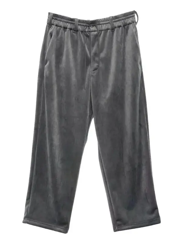 Y3 Logo Print Wide-leg Velvet Trousers - Grey