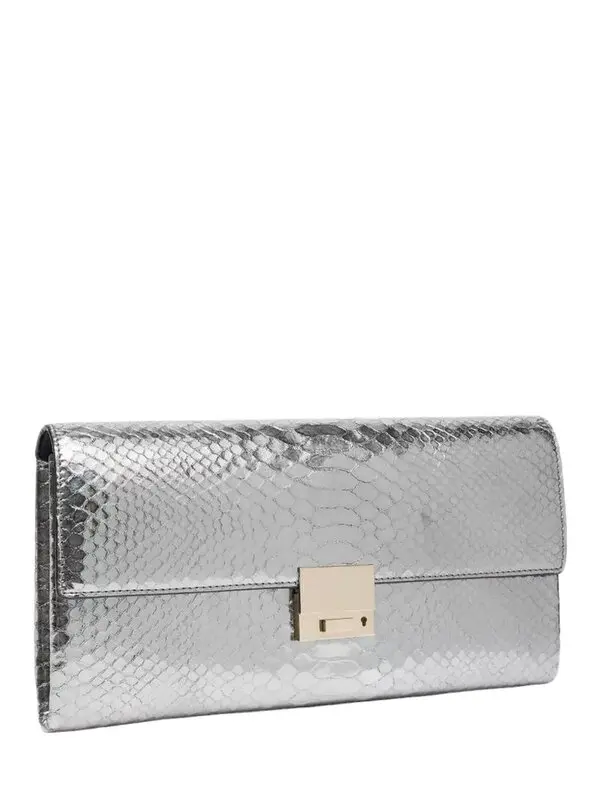 TOM FORD Python-effect Push-lock Clutch Bag - Silver