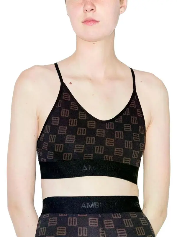 AMBUSH Monogram-print Bra Top - Black