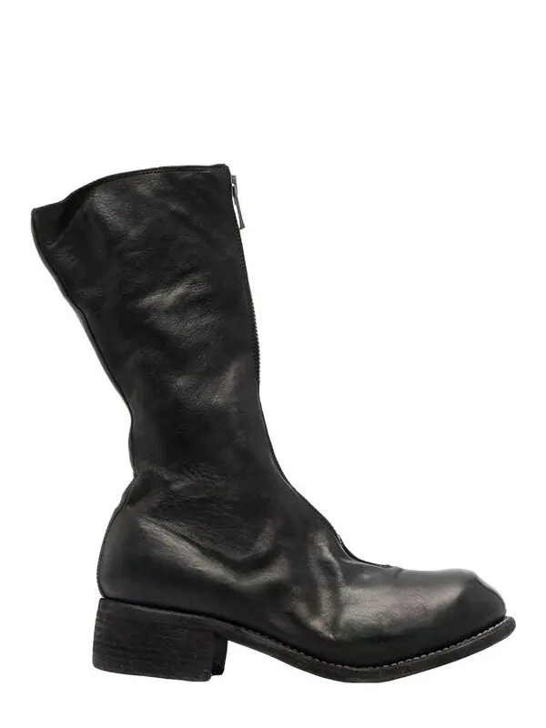 Guidi Front-zip Leather Boots - Black