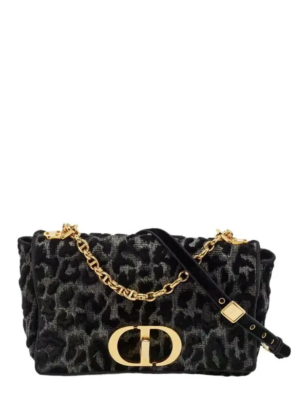 Dior Medium Caro Leopard Shoulder Bag - Black
