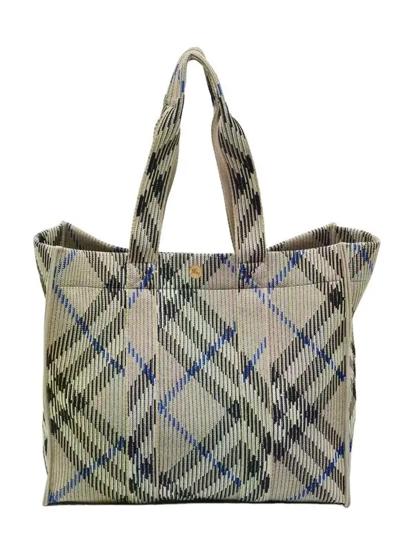 Burberry Check Knitted Tote Bag - Neutrals