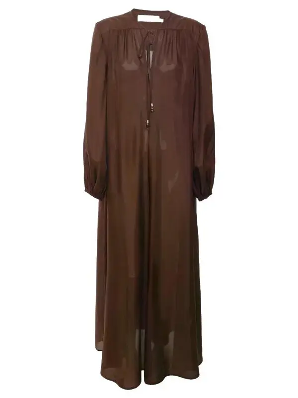 Zimmermann Long-sleeved Silk Maxi Dress - Brown